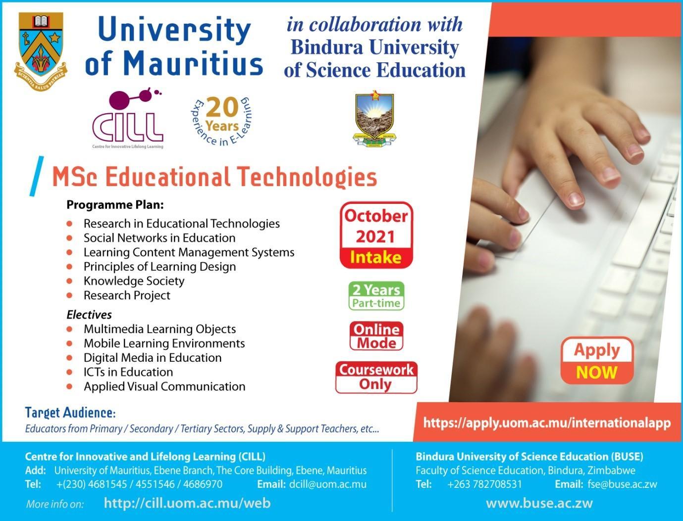 Masters in Educational Technologies – 2 Years Online - Bindura ...